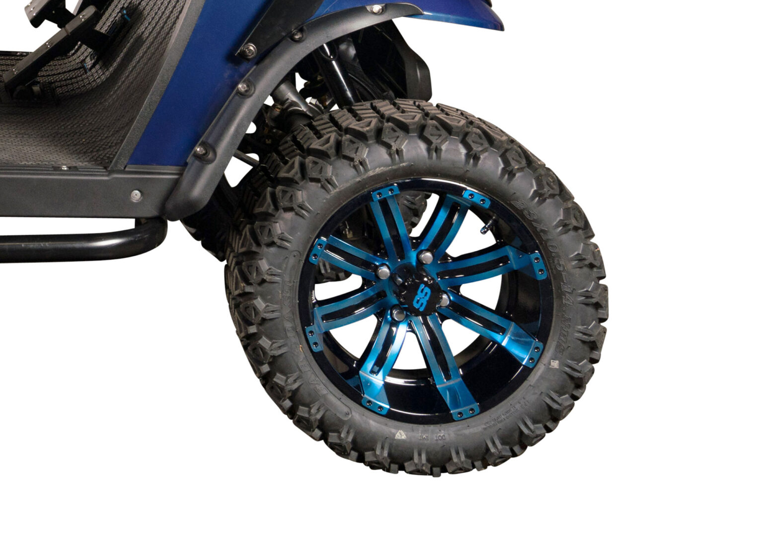 14" Aluminum Wheel (Black/Blue) - GOLFCARTS.COM