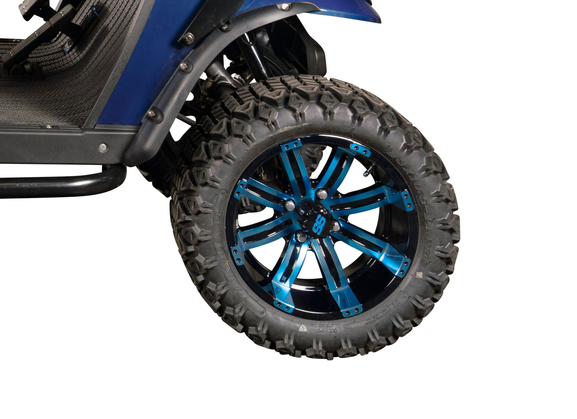 14" Aluminum Wheel (Black/Blue) - GOLFCARTS.COM